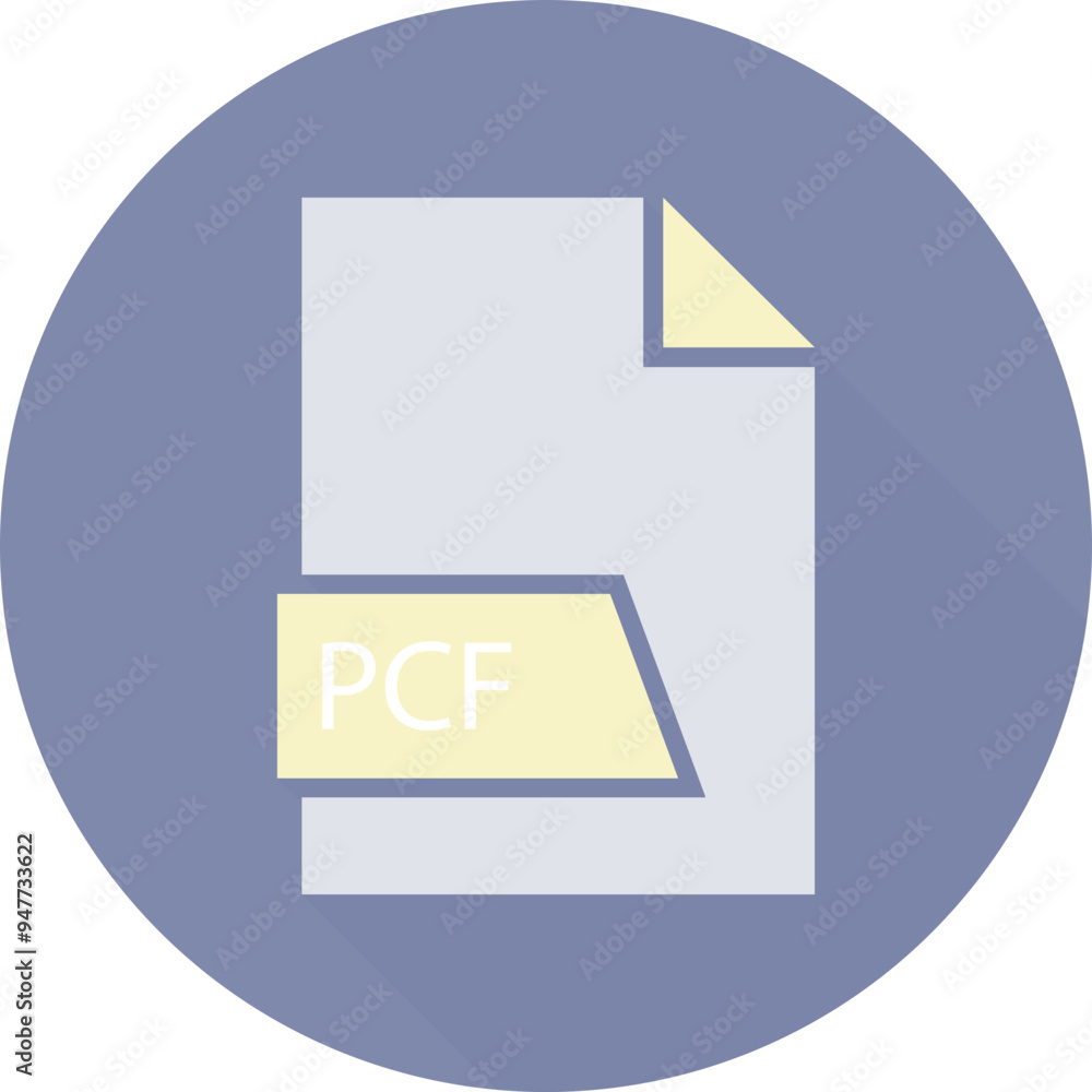 PCF File format icon space in shapes and circular shape outside Stock ...