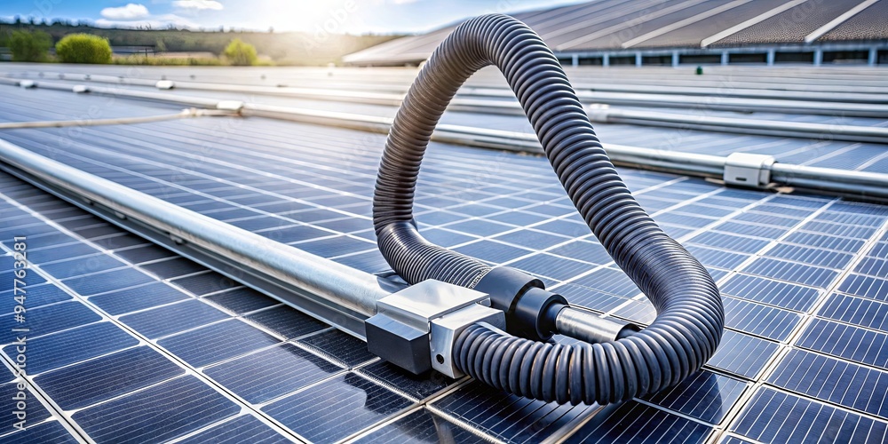 Flexible conduit connected to wireway on solar PV rooftop Stock ...