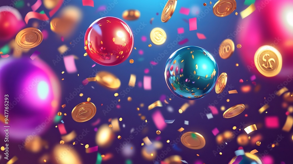 Splash background with bingo balls. Vector illustration of a lucky ...