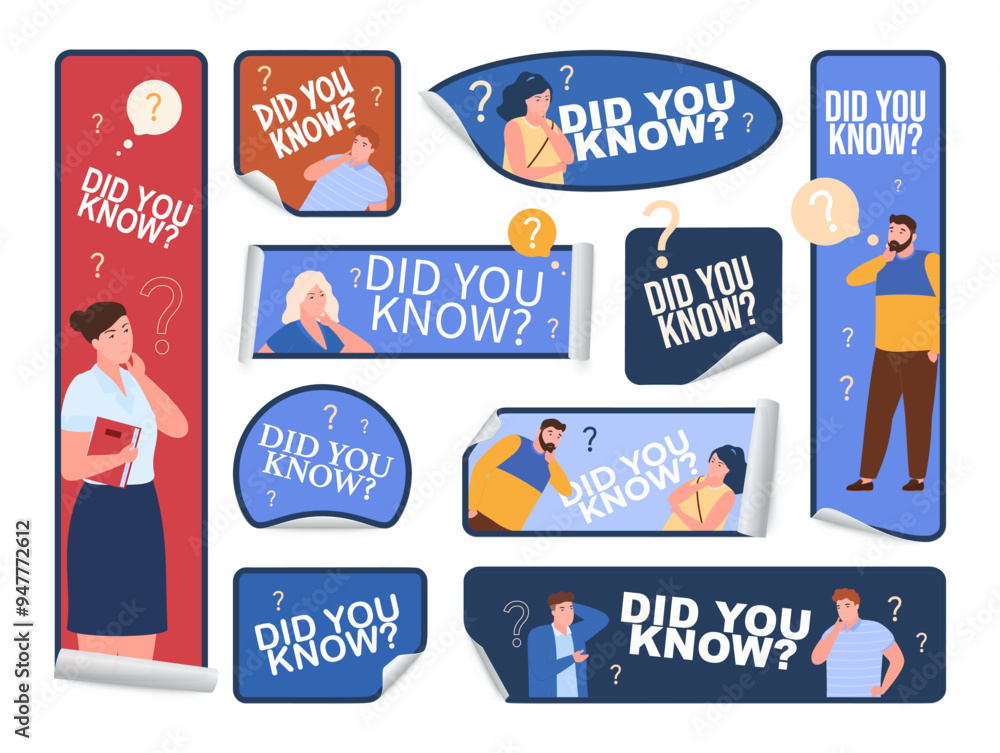 Engaging educational stickers with Did you know themes for interactive ...