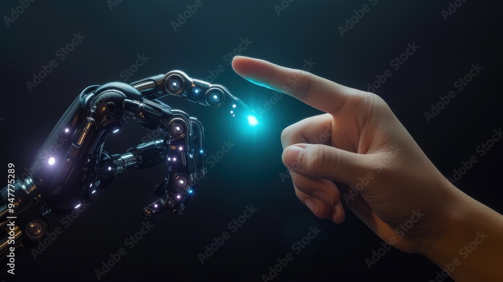 Humanity's Touch: A human fingertip ignites a spark of connection with ...