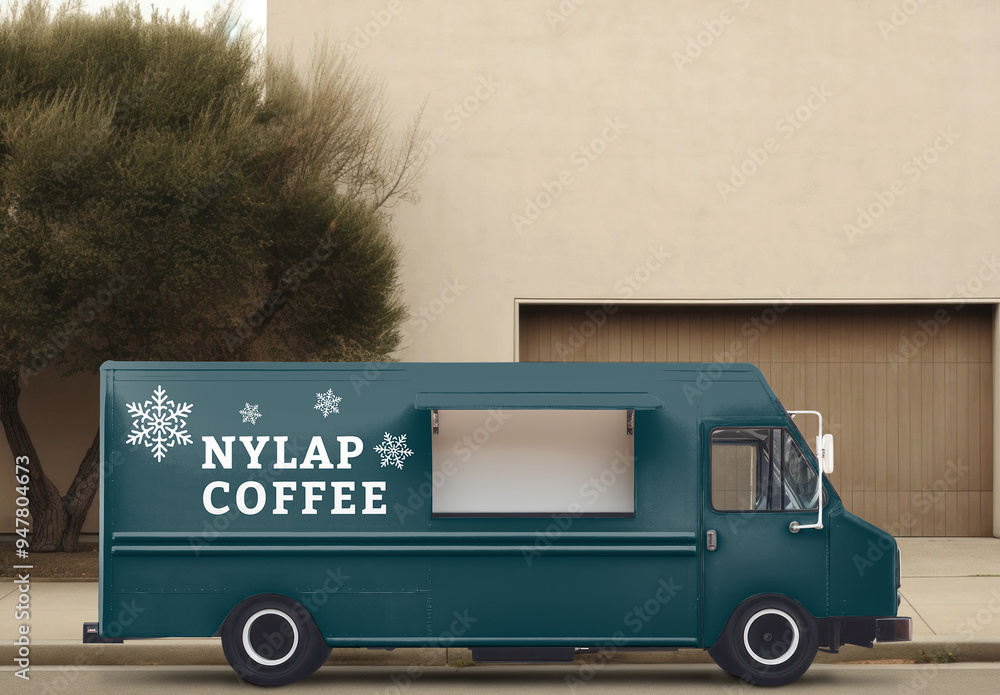 Vehicle Cafe Food Truck Mockup With Generative AI Stock Template ...