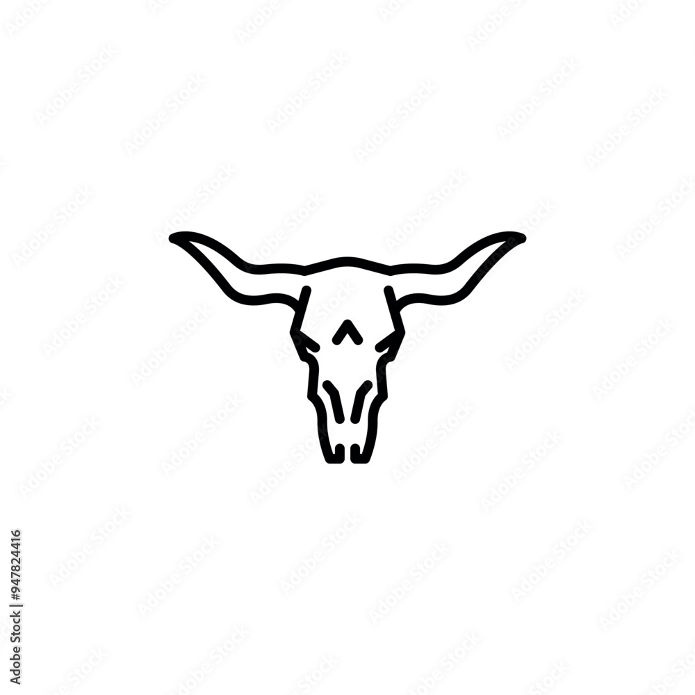 Longhorn skull icon. Simple outline of a longhorn cattle skull ...