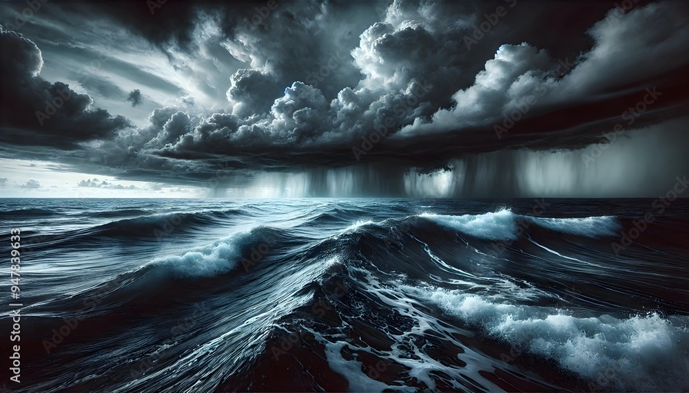 Storm clouds gather over the ocean, foreshadowing an intense and ...