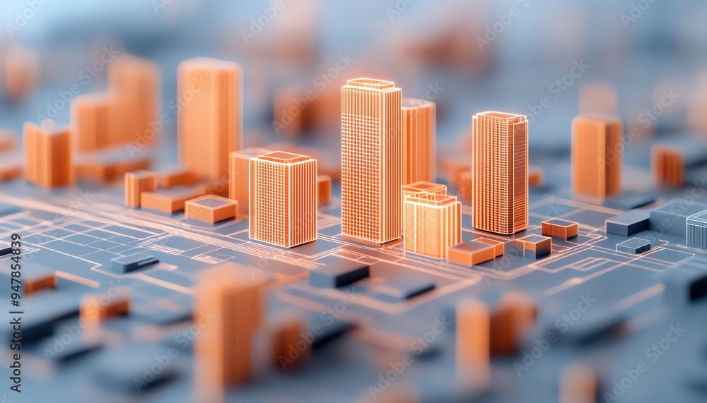 Detailed blueprint of an urban complex with structural and analytical ...