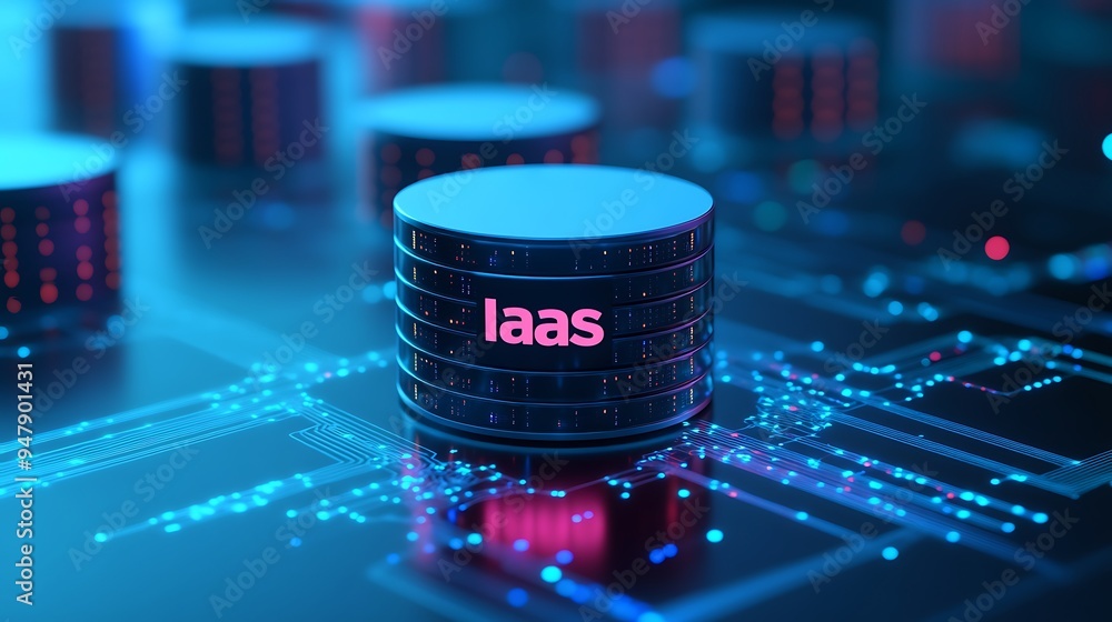 Concept of Infrastructure as a Service (IaaS) in a futuristic digital environment, showcasing ...