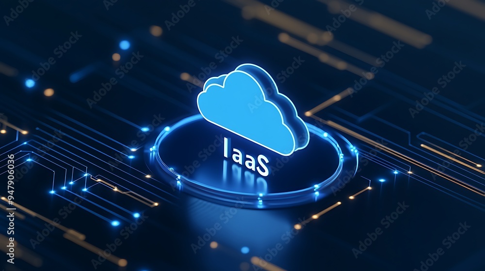 Digital illustration of IaaS (Infrastructure as a Service) cloud ...