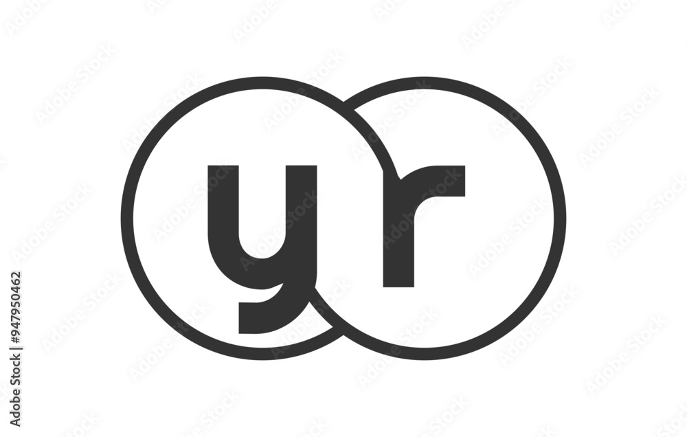 YR business company emblem with outline rounds and letters y r. Logo ...