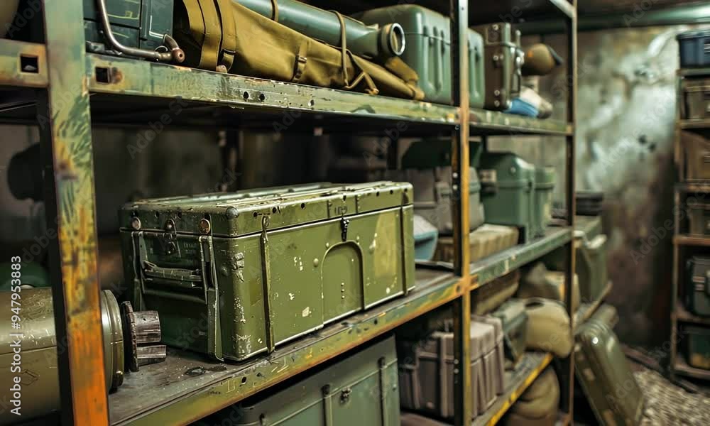 Step into a forgotten military storage bunker where vintage equipment ...