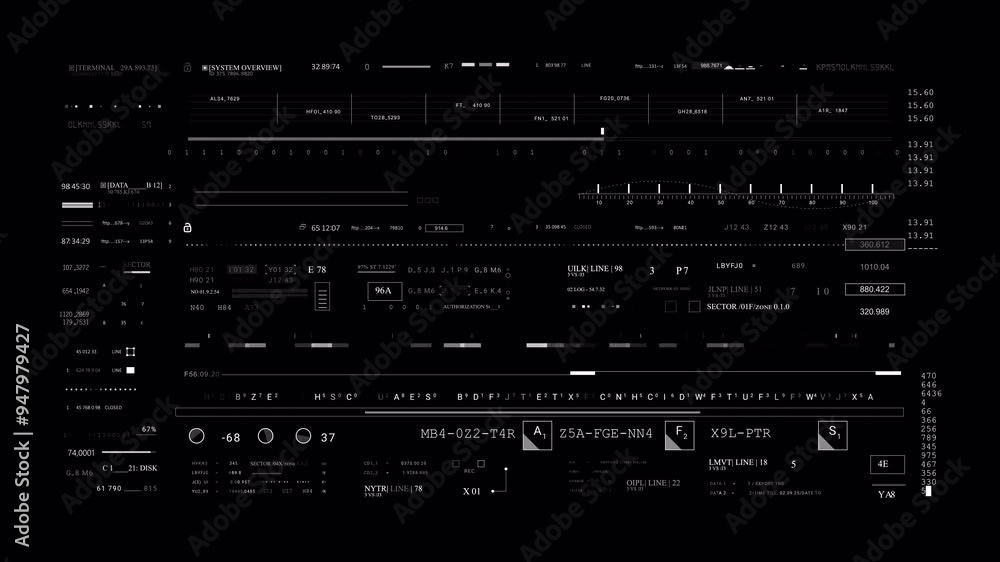 HUD 2GFX Technology Sci Fi 2D texture. HUD data technology text UI digital infographic elements ...