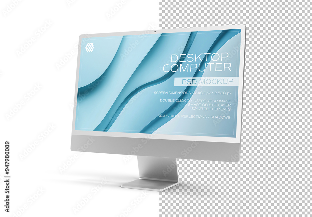 Desktop Computer Mockup Isolated On White Stock Template | Adobe Stock