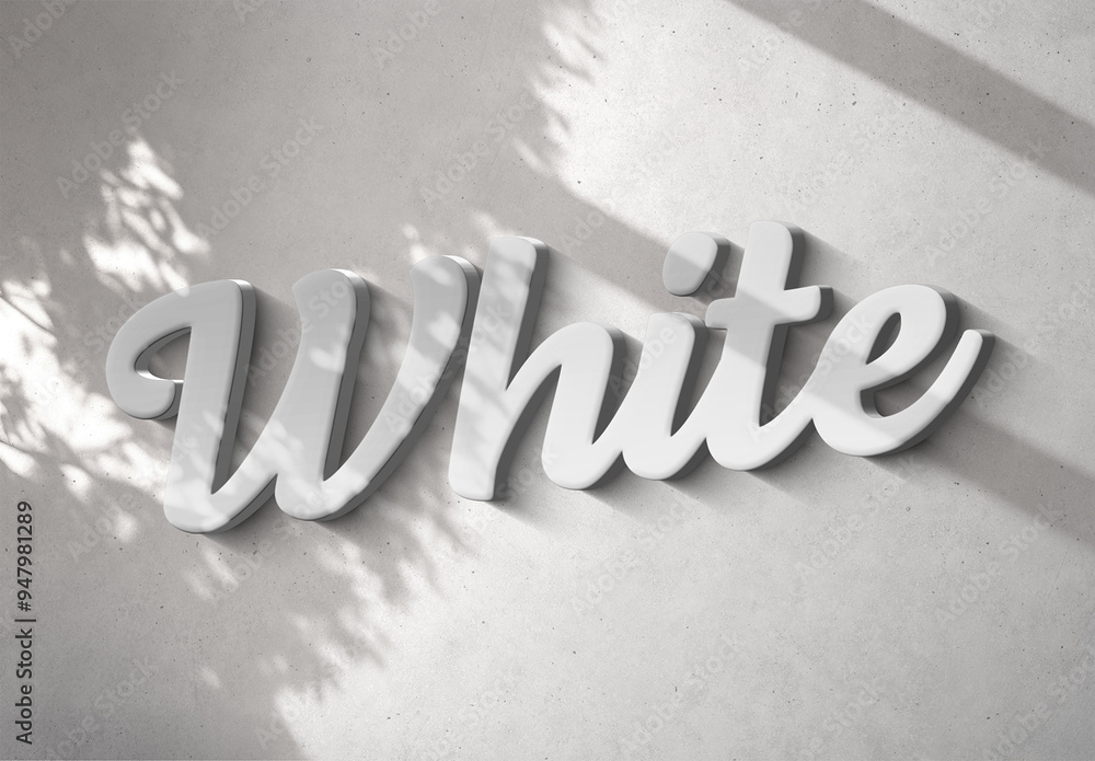 White 3D Text Effect Mockup With Soft Shadow Stock Template | Adobe Stock