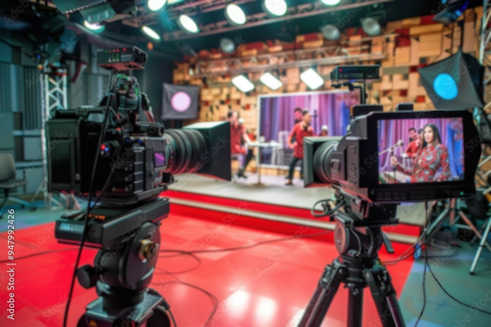 Behind the scenes of a TV show Photo of video recording equipment and ...