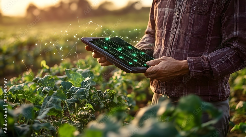 Farmer Using Advanced IoT Sensors and Data Analytics to Enhance Crop ...