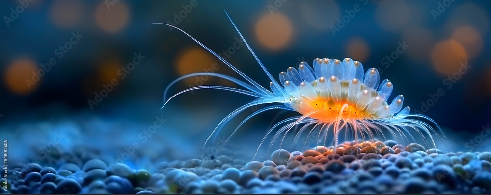 Glimmering Sea Jewel: A bioluminescent sea creature glows on the ocean ...