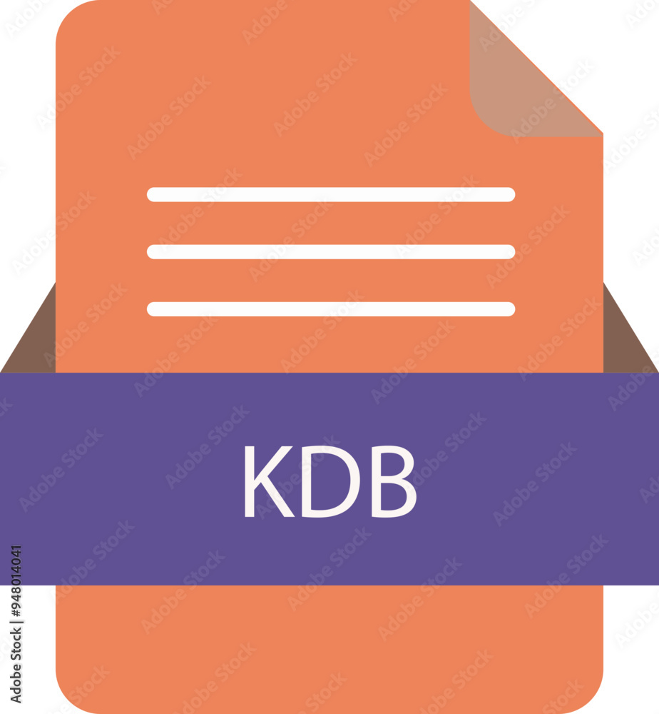 KDB file icon with color and rounded corners and folded doc Stock ...