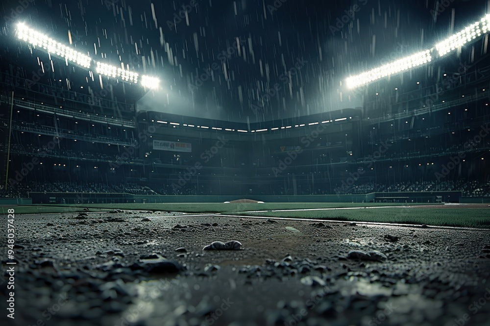 Baseball stadium A wide angle of a outdoor baseball stadium full of ...