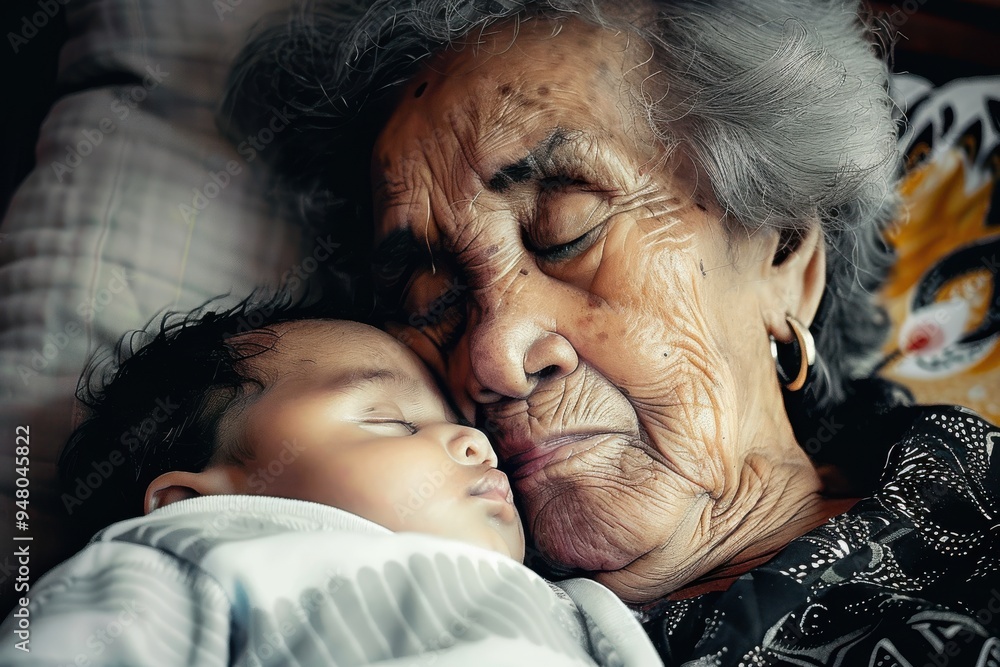 Great Grandma holding a Baby Boy Elderly caucasian Great Grandma posing ...