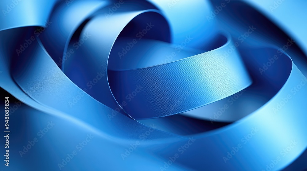 Blue ribbon twisted into a spiral, providing a simple yet striking ...