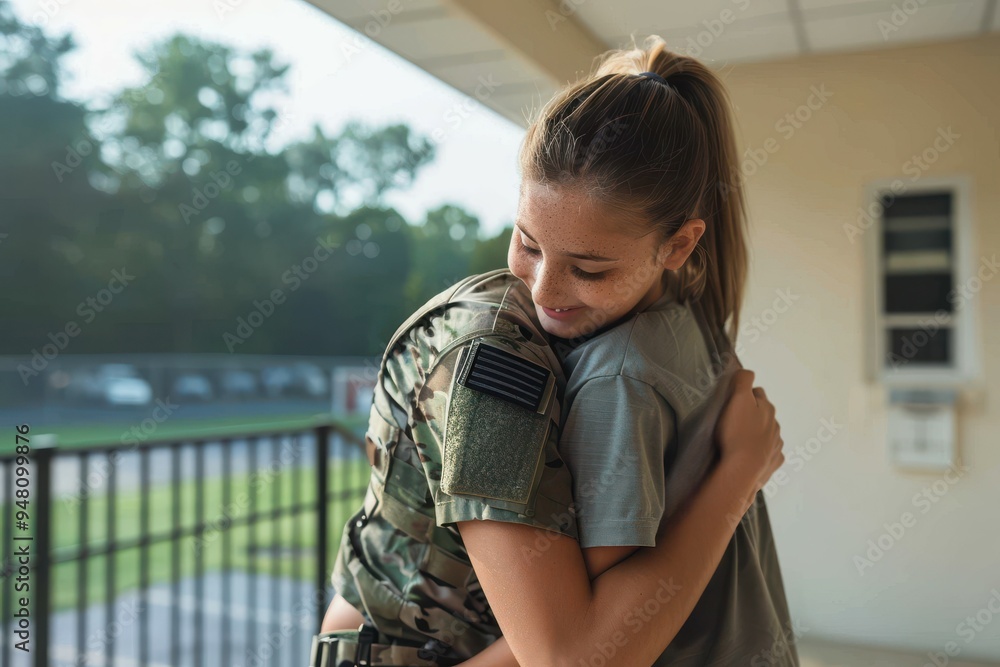 Soldier mom gives preteen son big hug After returning from deployment ...