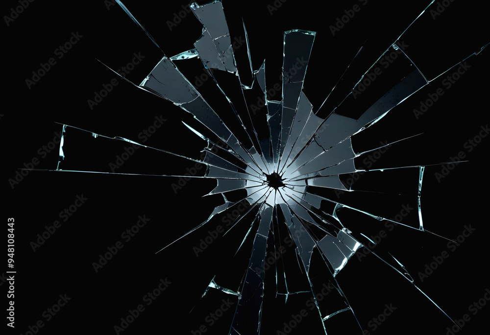Shattered Glass Broken Impact Point Sharp Edges Thief Window Bullet ...