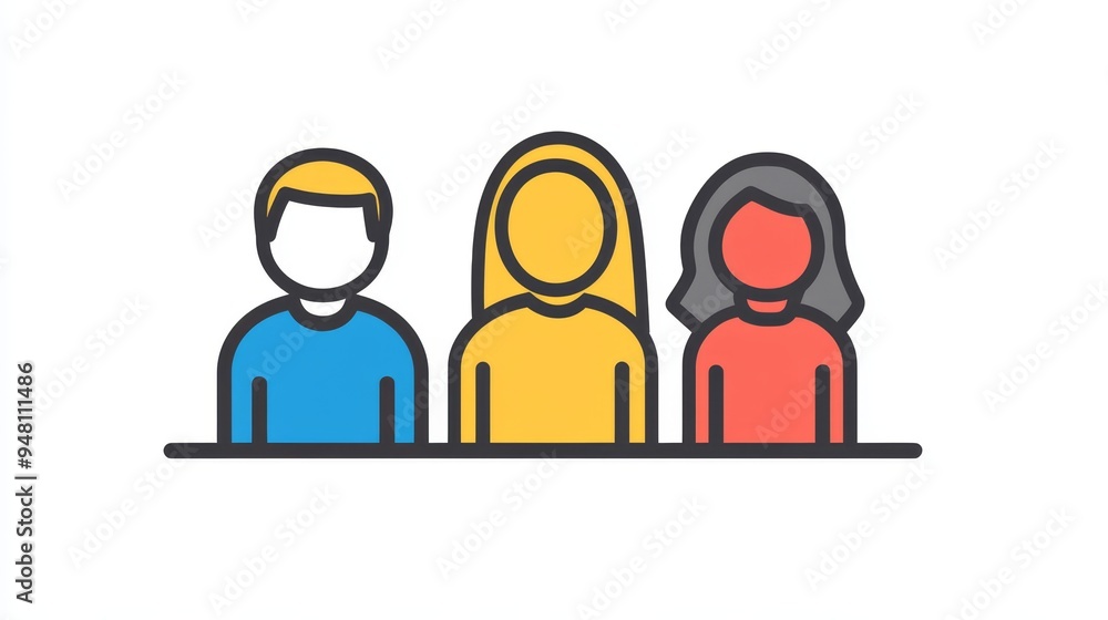 Inclusive workplace icon depicting diverse employees in a supportive ...