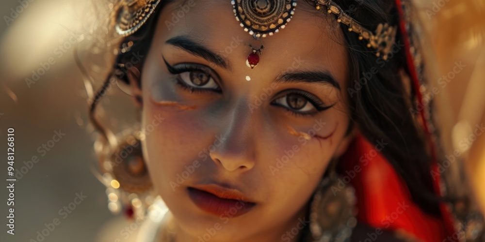 Beautiful woman in the goddess indus valley civilization beauty style ...