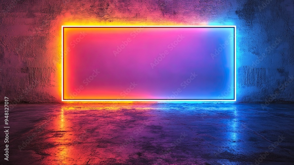 117. A neon light frame with glowing, vibrant lines, the electric ...