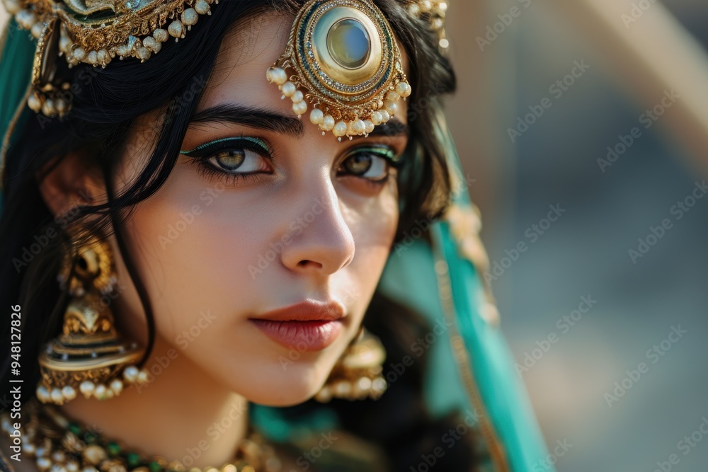 Beautiful woman in the goddess indus valley civilization beauty style ...