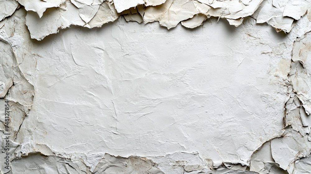 104. A torn paper frame with jagged edges and textured surfaces, the ...