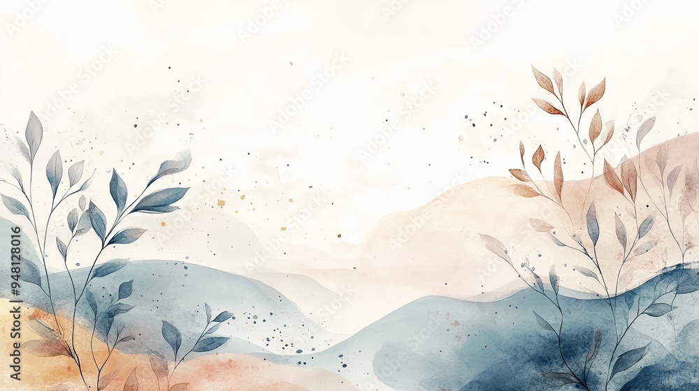 101. A watercolor frame with soft, blended colors and organic shapes ...