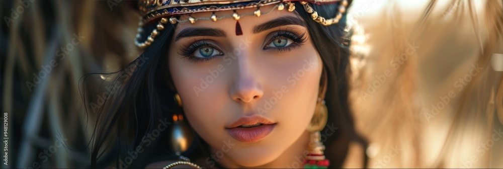 Beautiful woman in the goddess indus valley civilization beauty style ...