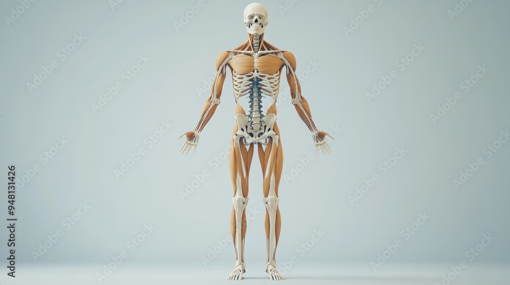 A detailed view of the human body in structural balance, highlighting ...