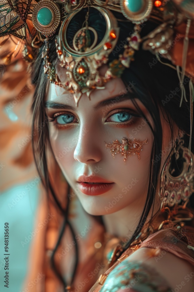 Beautiful woman in the goddess maya civilization beauty style ...