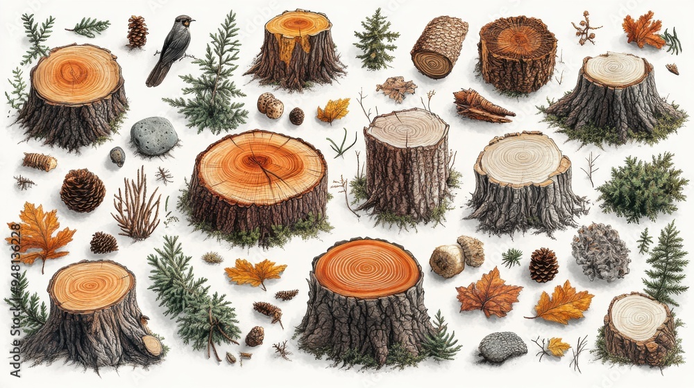 Seamless clipart illustrating deforestation's impact on wildlife ...