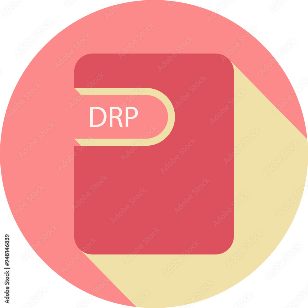 DRP File icon black shadow with rounded corners in circular shape Stock ...