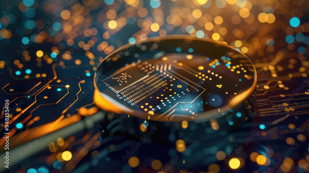 Detailed IT Security Risk Assessment concept with a magnifying glass ...