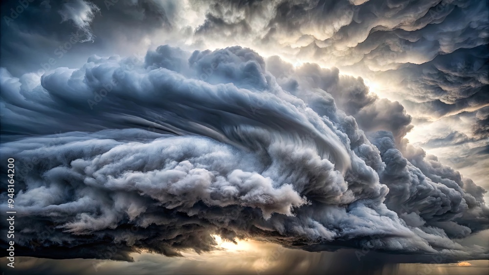Heavy, ominous cloud formation with layered wisps and a sense of depth ...