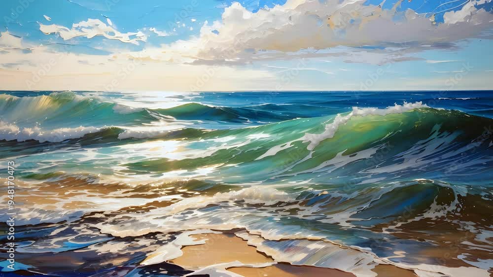 Loop parallax animation impressionist oil painting sketch of abstract ...