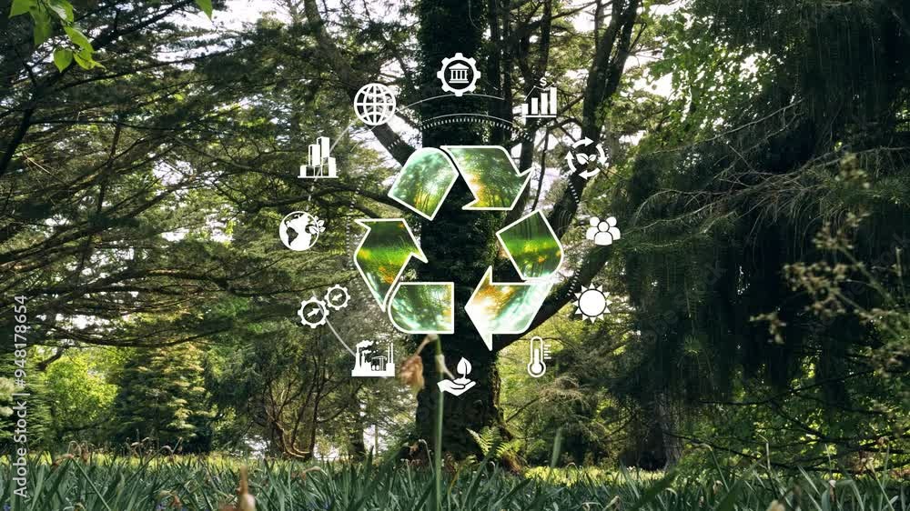 Sustainable business development. Reuse Reduce Recycle symbol.Net zero ...