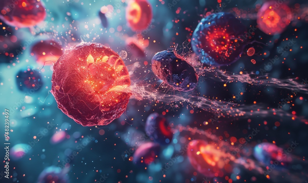 cellular therapy and regeneration, microscopic view of body cells ...