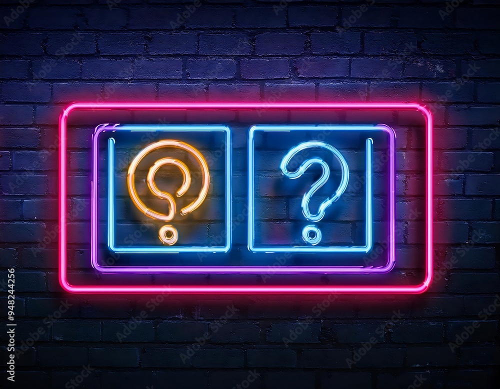 realistic vector neon sign featuring question answer frame designed ...