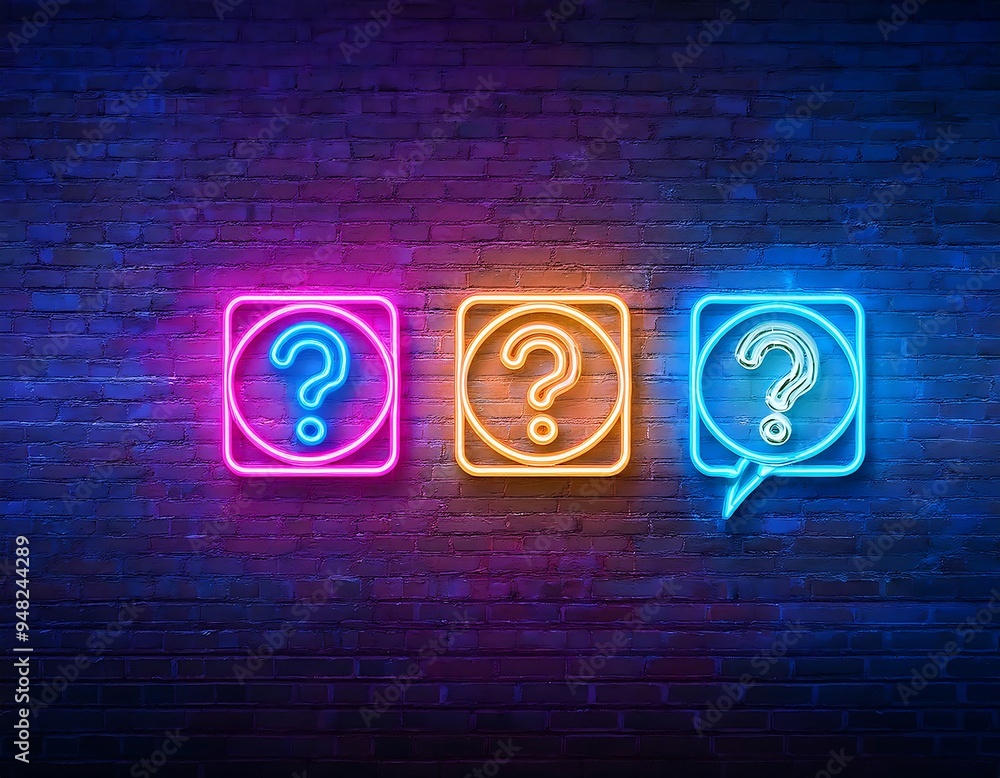 realistic vector neon sign featuring question answer frame designed ...