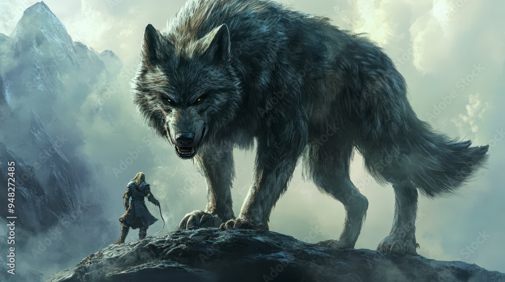 Enchanting Fury - Cartoon Illustration of Fenrir, the Mighty Norse Wolf ...