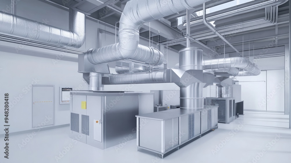 3D rendering of a centralized mechanical extraction system scheme ...