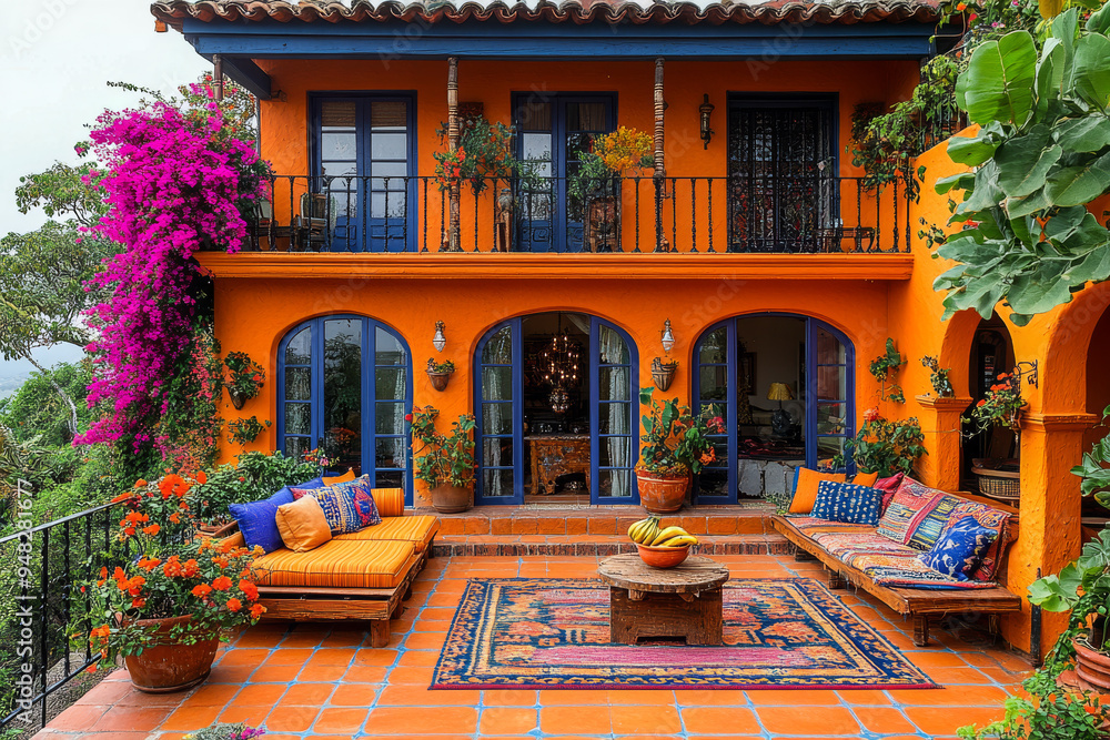 Mexican Style House. Generated image. A digital illustration of an ...