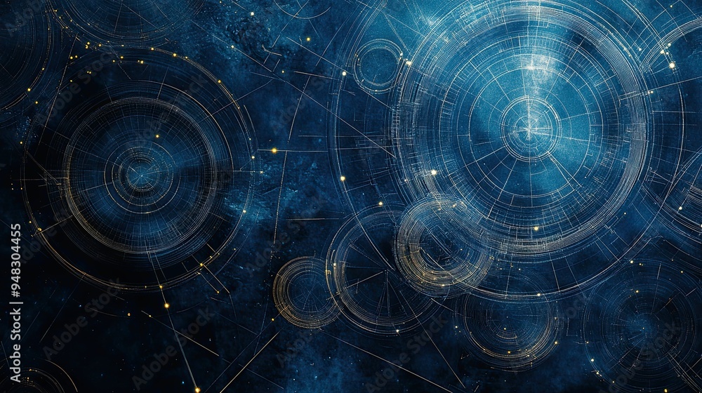 21. A complex design of overlapping circles and lines, resembling a ...