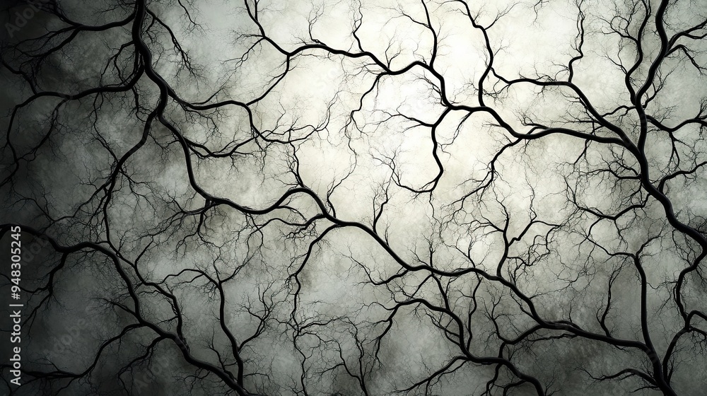12. A pattern of interlaced vines and branches, forming a dense ...