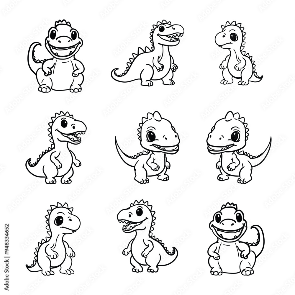 Outline art dinosaurs collection, which are perfect for childrens media ...