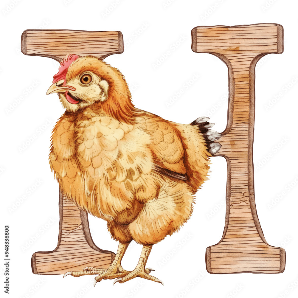 Alphabet letter H for cute Hen on png transparent background. An ...